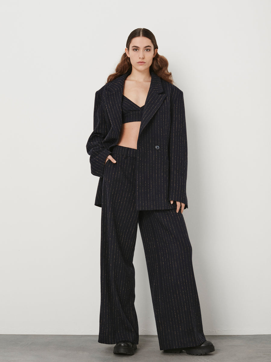 Maila Curly Stripe Blazer Navy – Capricorn Store